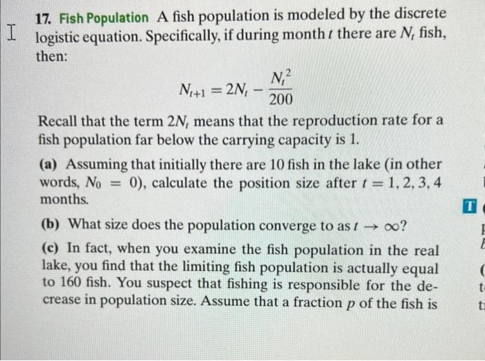 Solved 17. Fish Population A fish population is modeled by | Chegg.com