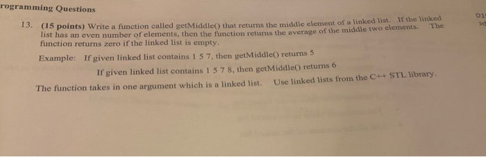 Solved rogramming Questions 01 3. (15 points) Write a | Chegg.com