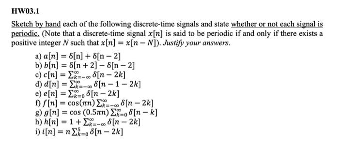 Solved Sketch by hand each of the following discrete-time | Chegg.com