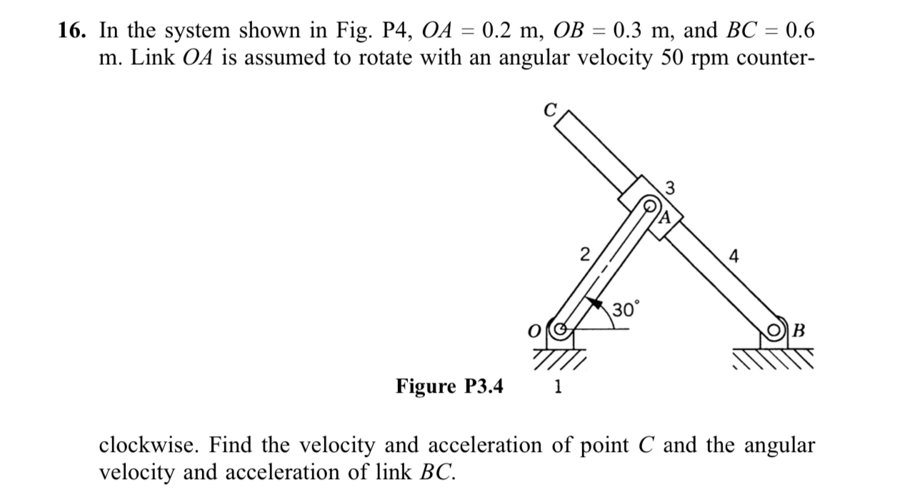 Solved In the system shown in Fig. P4,OA=0.2m,OB=0.3m, ﻿and | Chegg.com