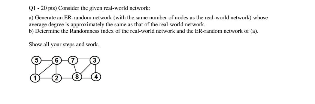 Solved Q1 - 20 pts) Consider the given real-world network: | Chegg.com