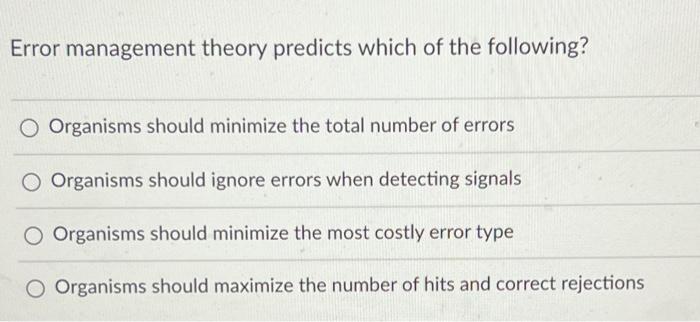 Solved Error management theory predicts which of the | Chegg.com