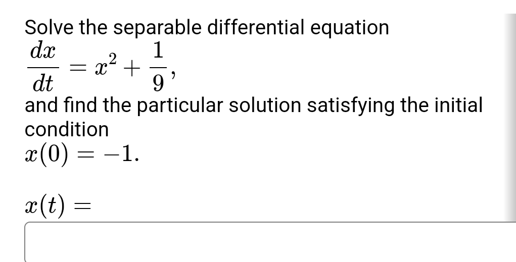 Solved Solve the separable differential | Chegg.com