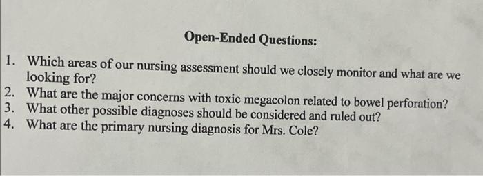 Solved Open-Ended Questions: 1. Which areas of our nursing | Chegg.com