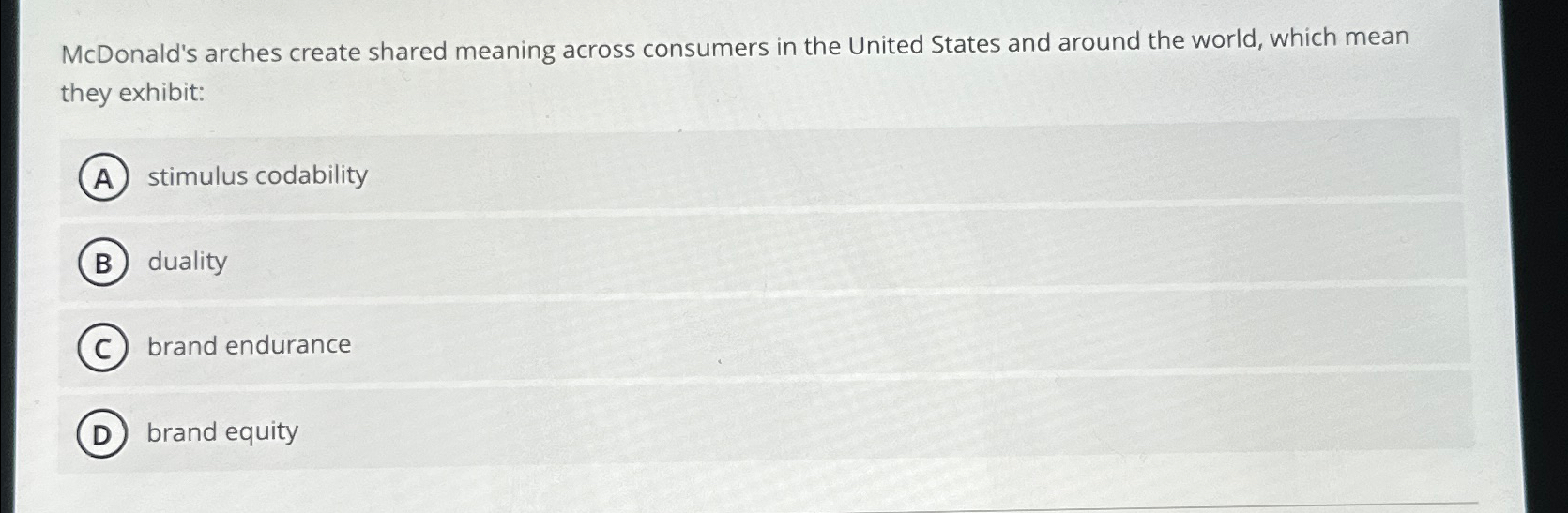 Solved McDonald's arches create shared meaning across | Chegg.com