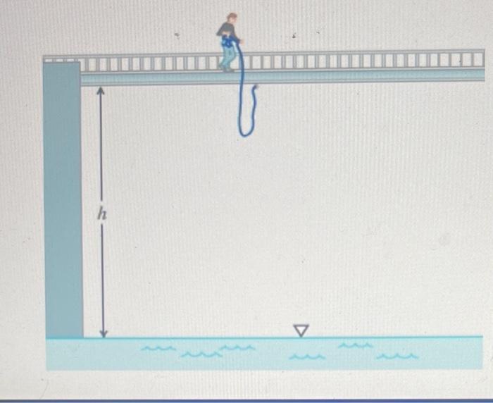 Solved As shown, a 225lb bungee jumper wants to jump from | Chegg.com