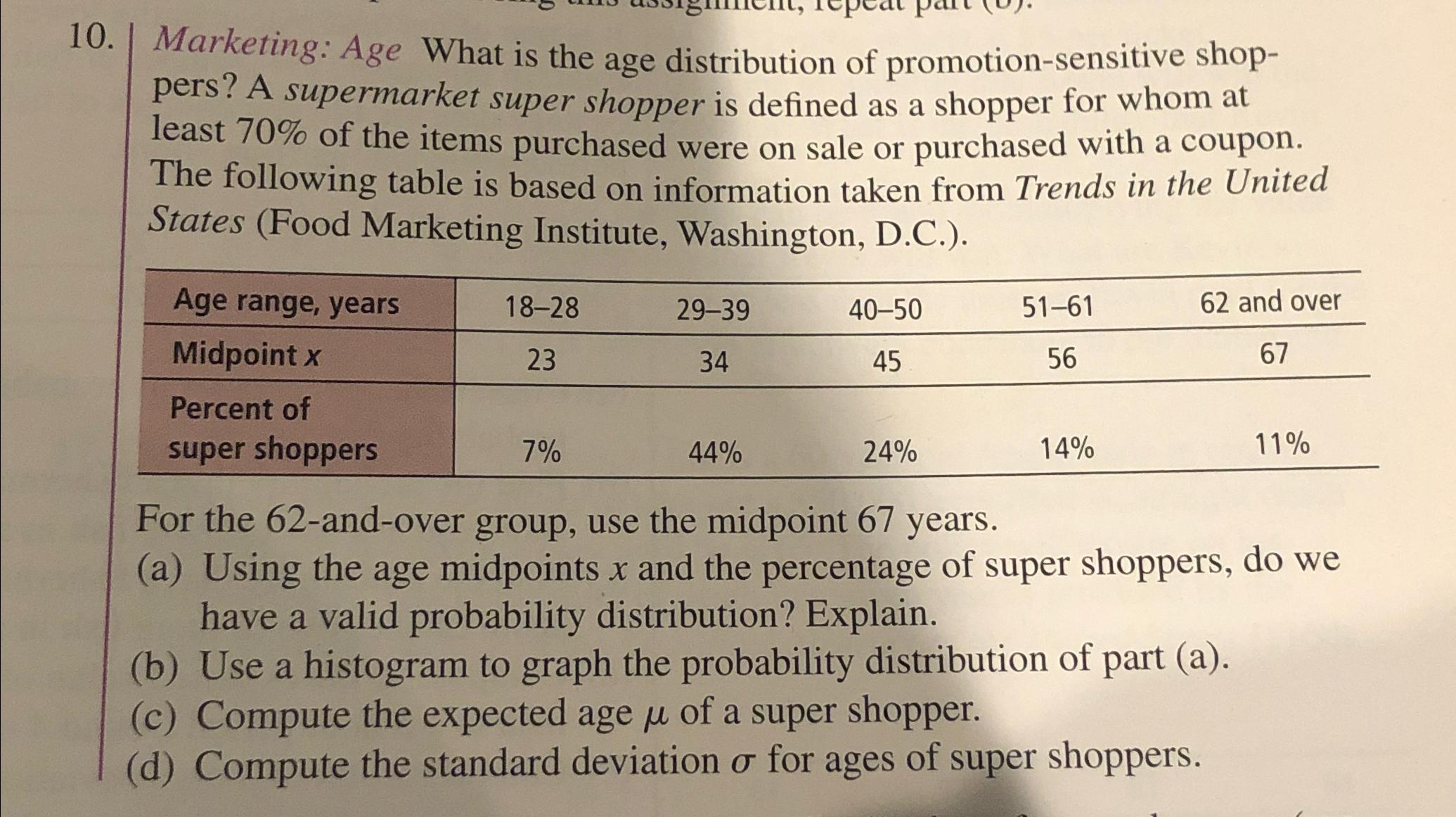Solved Marketing: Age What is the age distribution of | Chegg.com