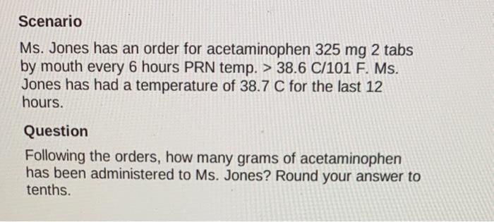 Solved Scenario Ms. Jones has an order for acetaminophen | Chegg.com