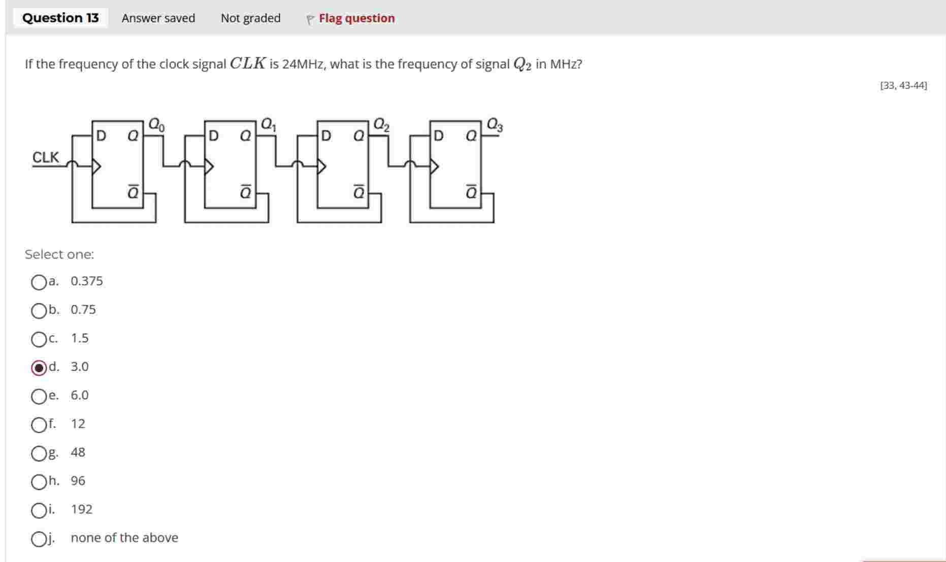 Solved If the frequency of the clock signal CLK is 24MHz, | Chegg.com