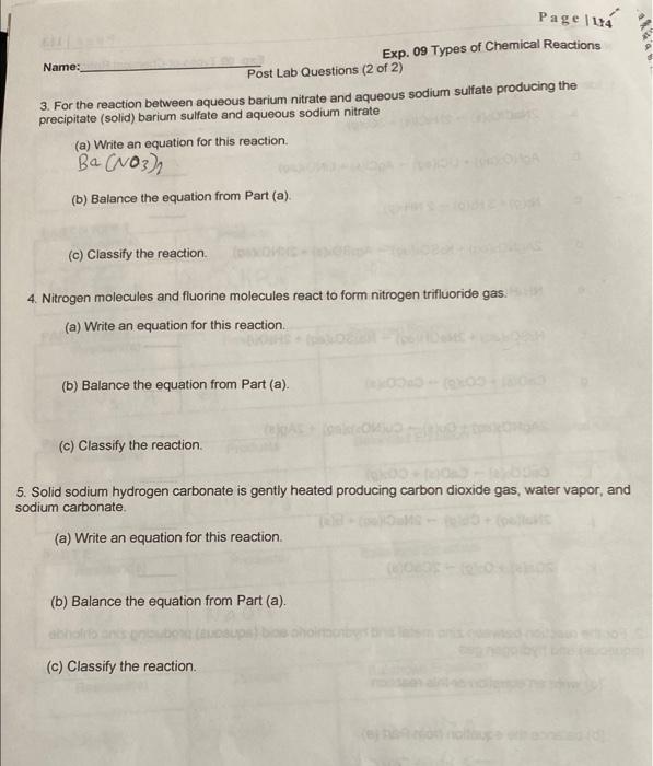 Solved 3. For the reaction between aqueous barium nitrate | Chegg.com
