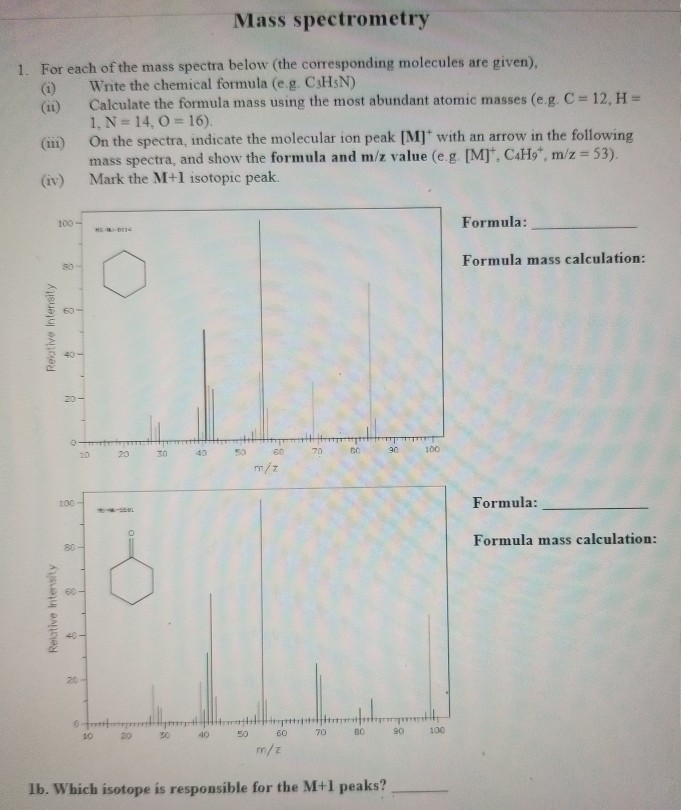 Solved Mass spectrometry 1. For each of the mass spectra | Chegg.com