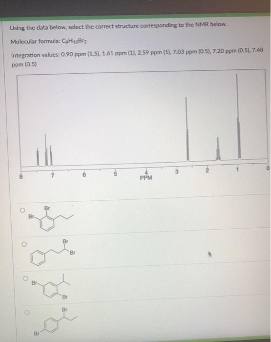 Solved Using the data below, select the correct structure | Chegg.com