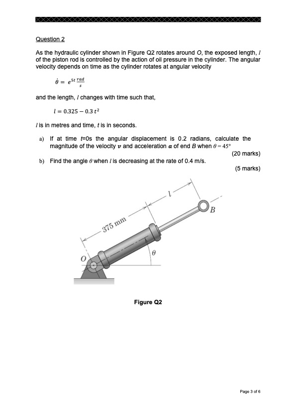 Solved Question 2As the hydraulic cylinder shown in Figure | Chegg.com