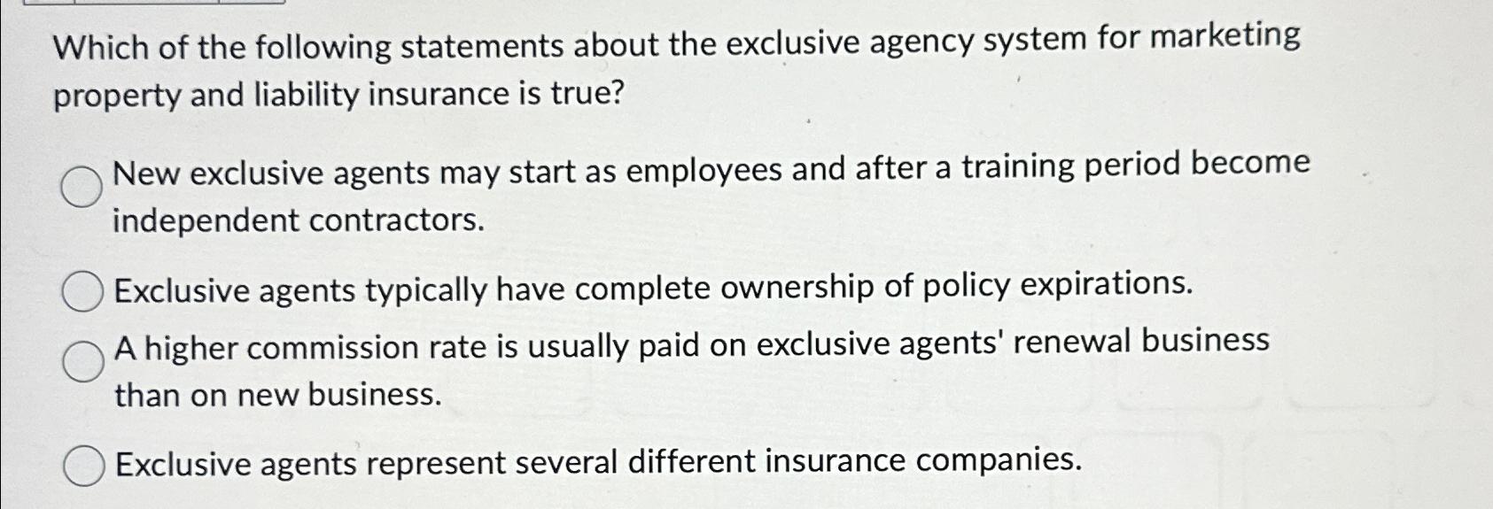 Solved Which of the following statements about the exclusive | Chegg.com