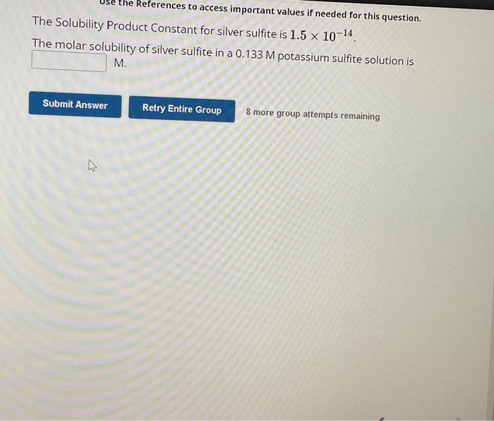 Solved The Solubility Product Constant for silver sulfite is | Chegg.com