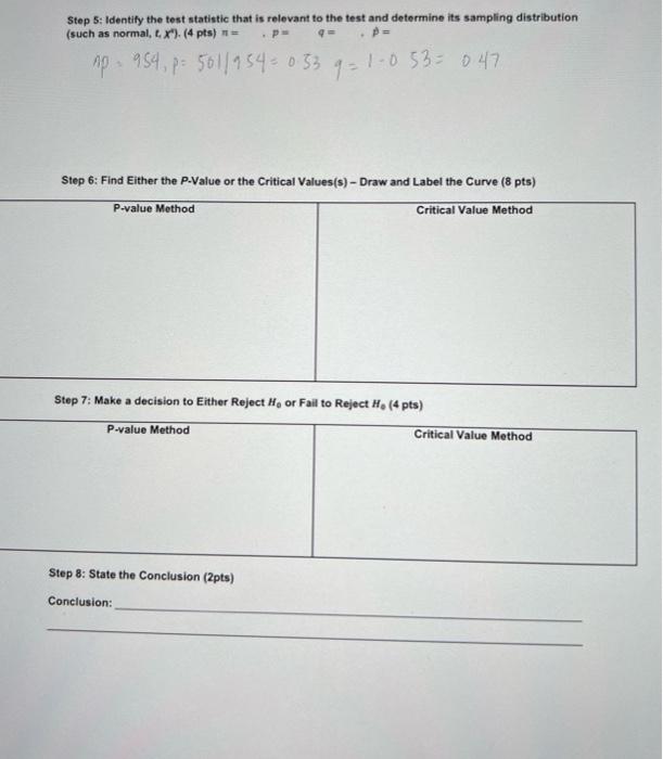 Step 5: Identify the test statistic that is relevant | Chegg.com