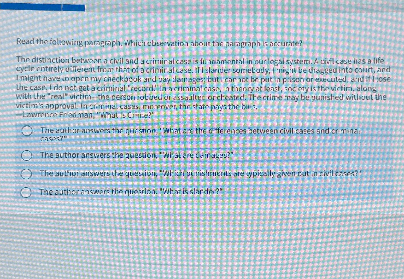 Solved Read the following paragraph. Which observation about | Chegg.com