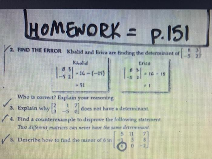 Solved HOMEWORK = P.151 V2 FIND THE ERROR Khalid and Erica | Chegg.com