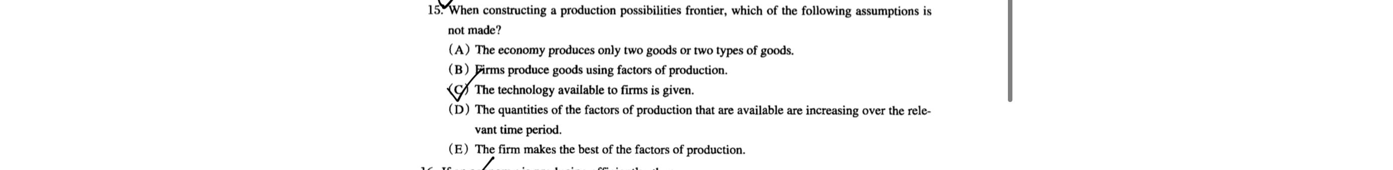 Solved When constructing a production possibilities | Chegg.com