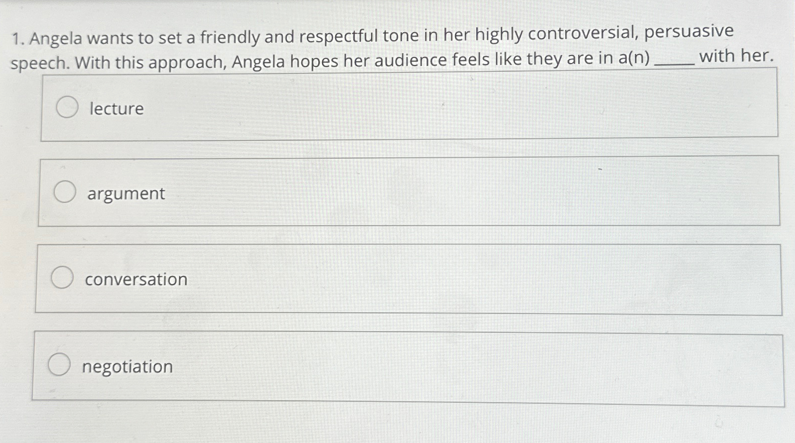 Solved Angela wants to set a friendly and respectful tone in | Chegg.com