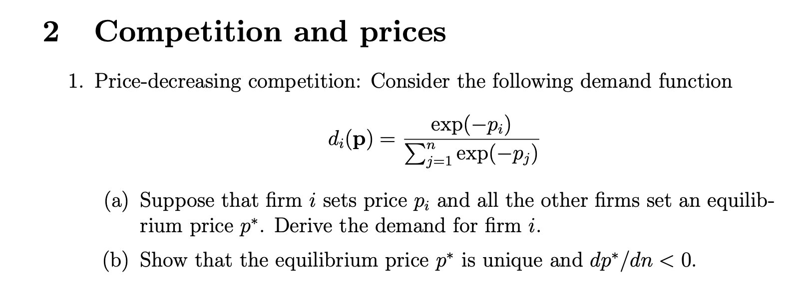 Solved 2 ﻿Competition and pricesPrice-decreasing | Chegg.com