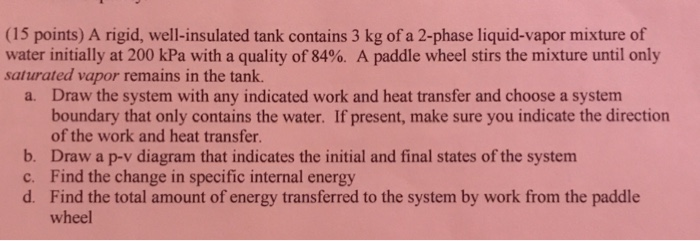 Solved (15 points) A rigid, well-insulated tank contains 3 | Chegg.com
