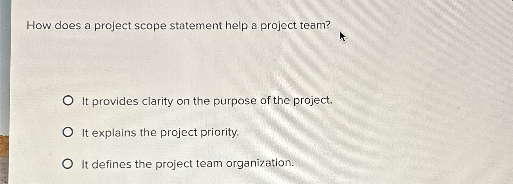 Solved How does a project scope statement help a project | Chegg.com
