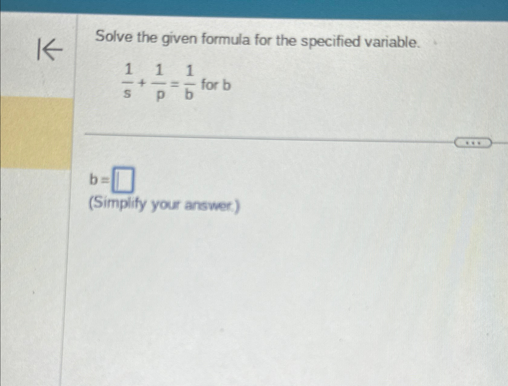 Solved Solve the given formula for the specified | Chegg.com