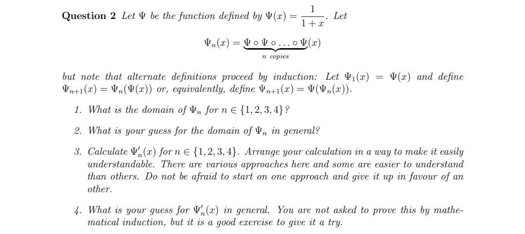 Solved Question 2 Let Ψ Be The Function Defined By