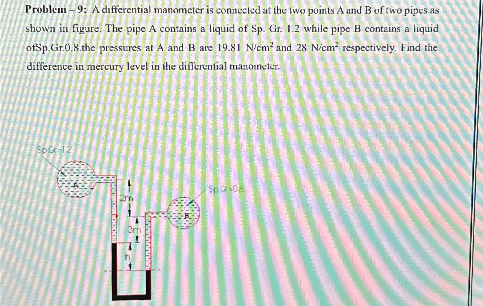 Solved Problem -9: A differential manometer is connected at | Chegg.com