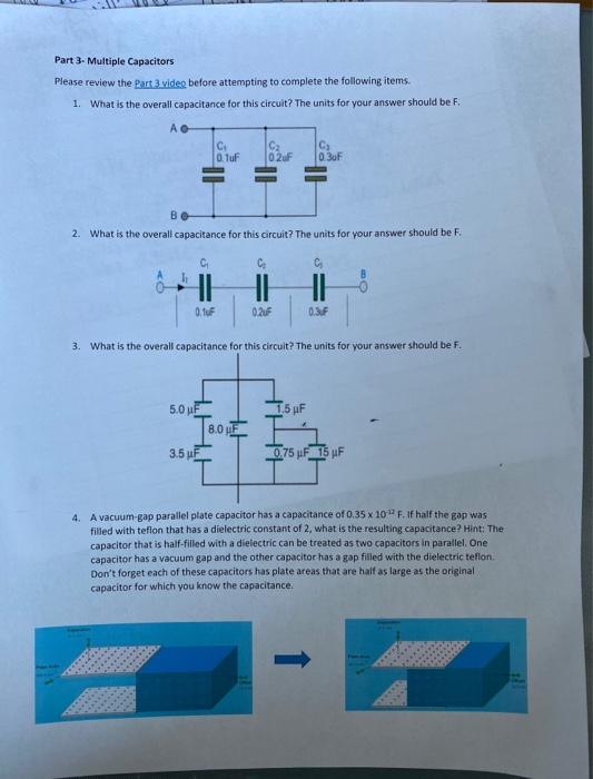Solved - Part 3- Multiple Capacitors Please review the Part | Chegg.com