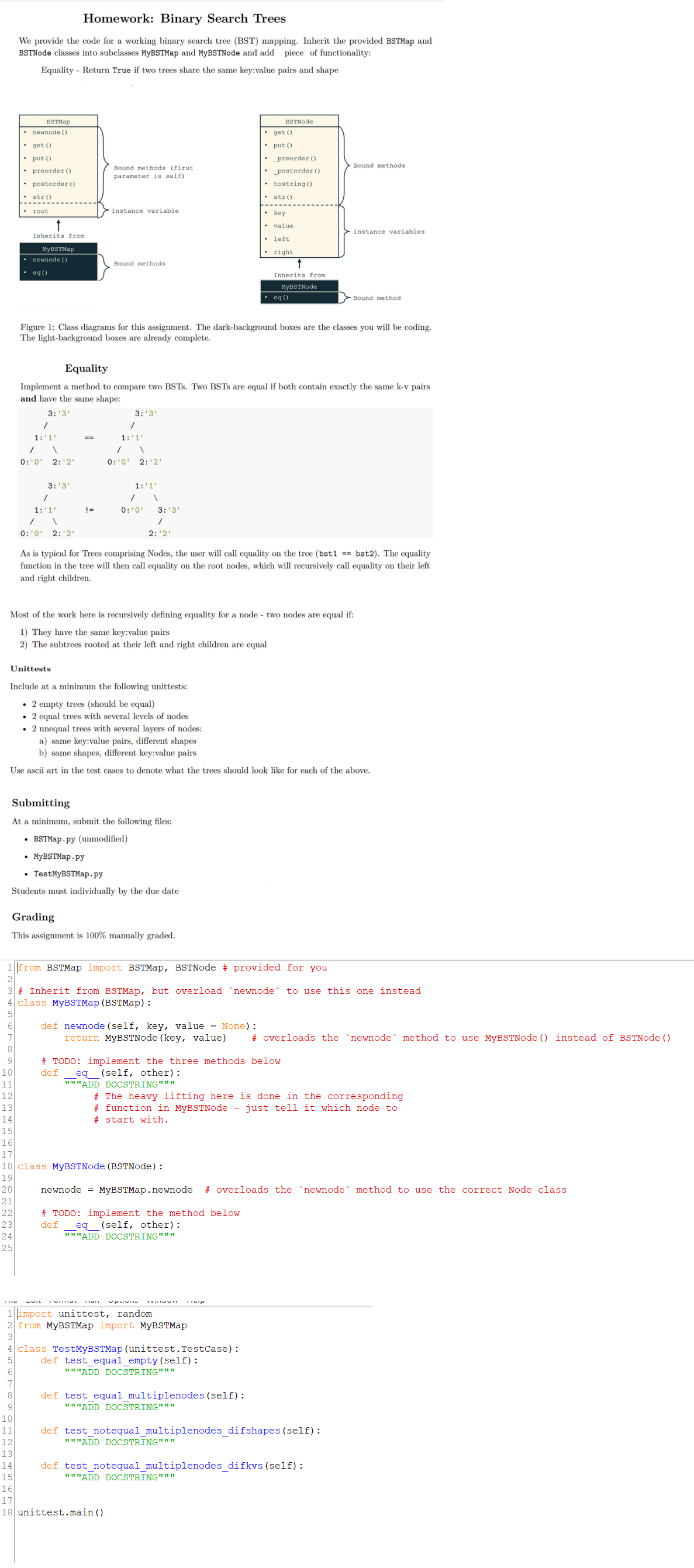 Solved Homework: Binary Search TreesWe provide the code for | Chegg.com