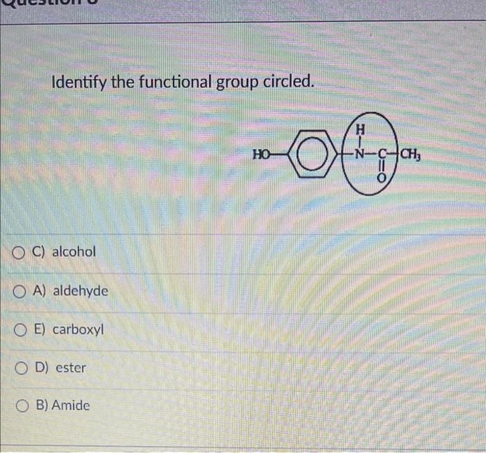 Solved Identify the functional group circled. OC) alcohol | Chegg.com