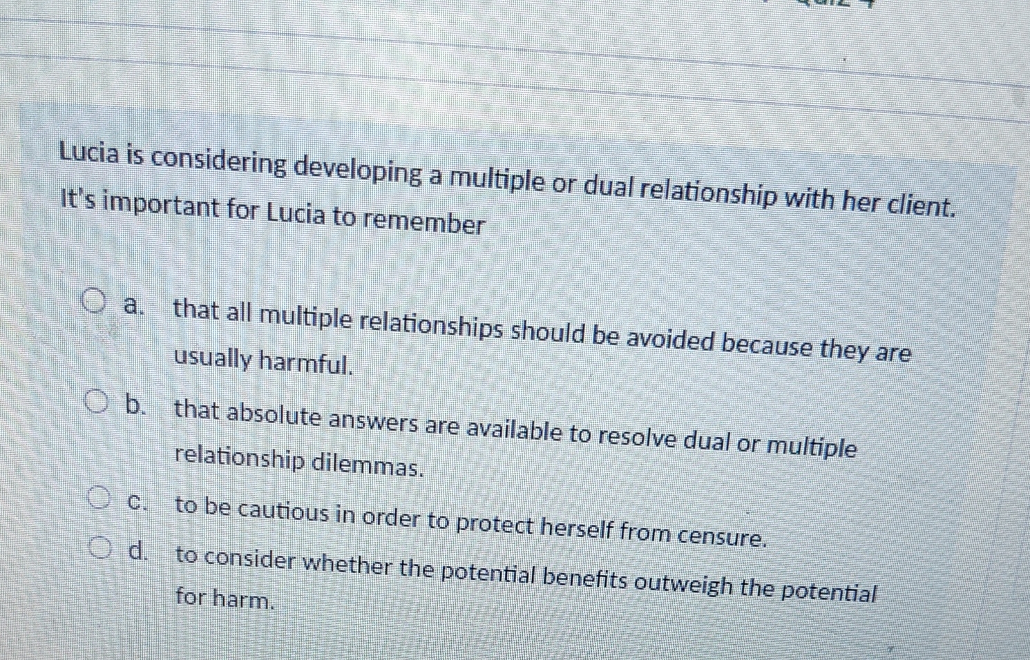 Solved Lucia is considering developing a multiple or dual | Chegg.com