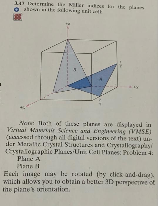 Solved 3.47 Determine the Miller indices for the planes | Chegg.com