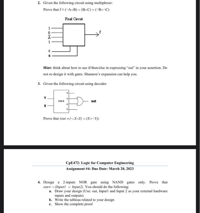 Solved Prove that f≡(−A∧B)∨(B∧C)∨(−B∧−C) Hint: think about | Chegg.com