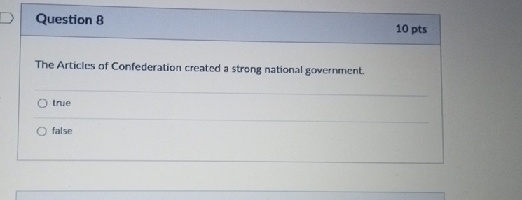 Solved Question 810ptsThe Articles of Confederation created | Chegg.com