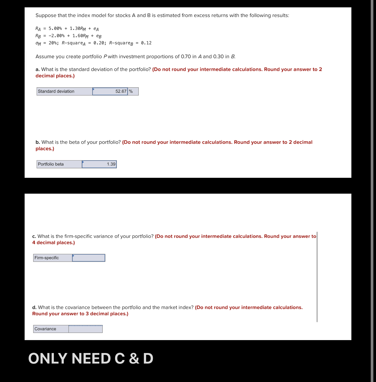 Solved Suppose that the index model for stocks A and B ﻿is | Chegg.com