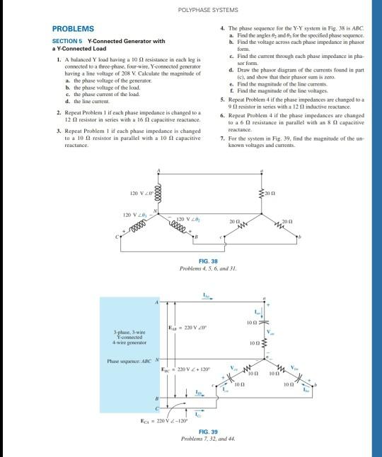 POLYPHASE SYSTEMS PROBLEMS SECTION 5 Y-Connected | Chegg.com
