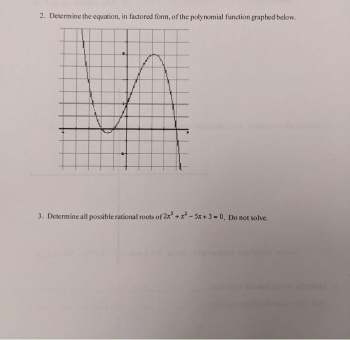 Solved 2 Determine The Equation In Factored Form Of The