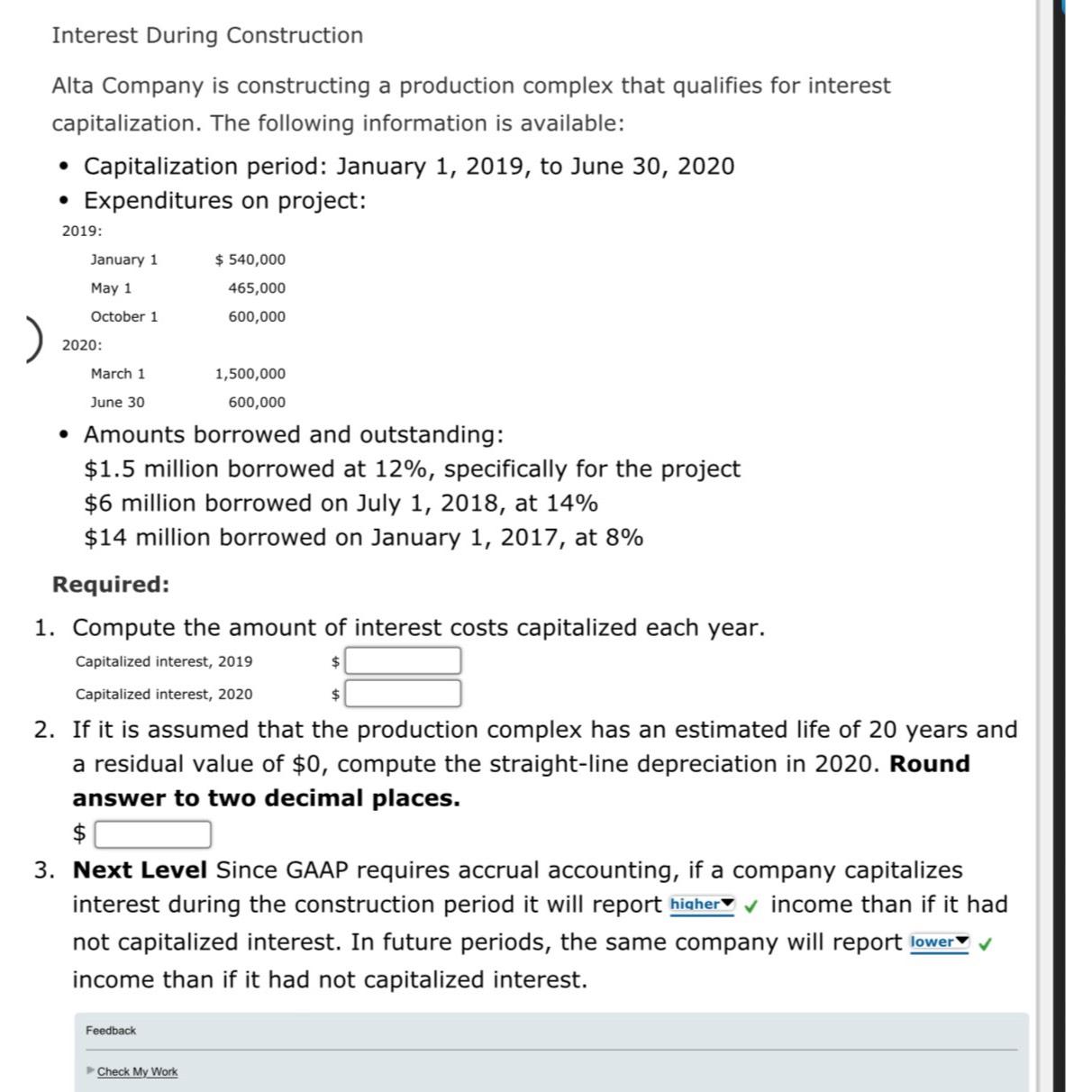 Solved Interest During ConstructionAlta Company is | Chegg.com