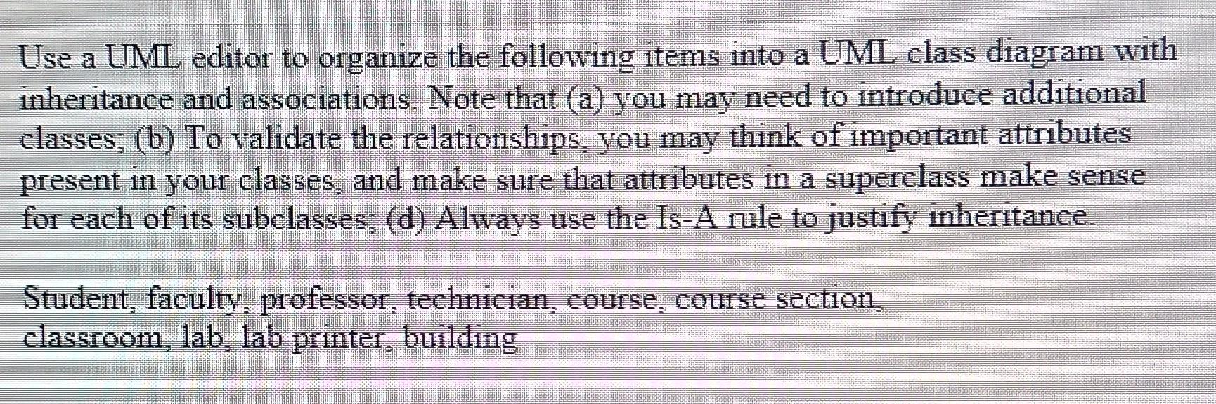 Solved Describe each of the relations in the following UML | Chegg.com