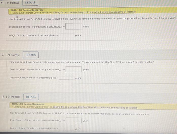 Solved Math 110 Course Resources - Compound Interest Course | Chegg.com