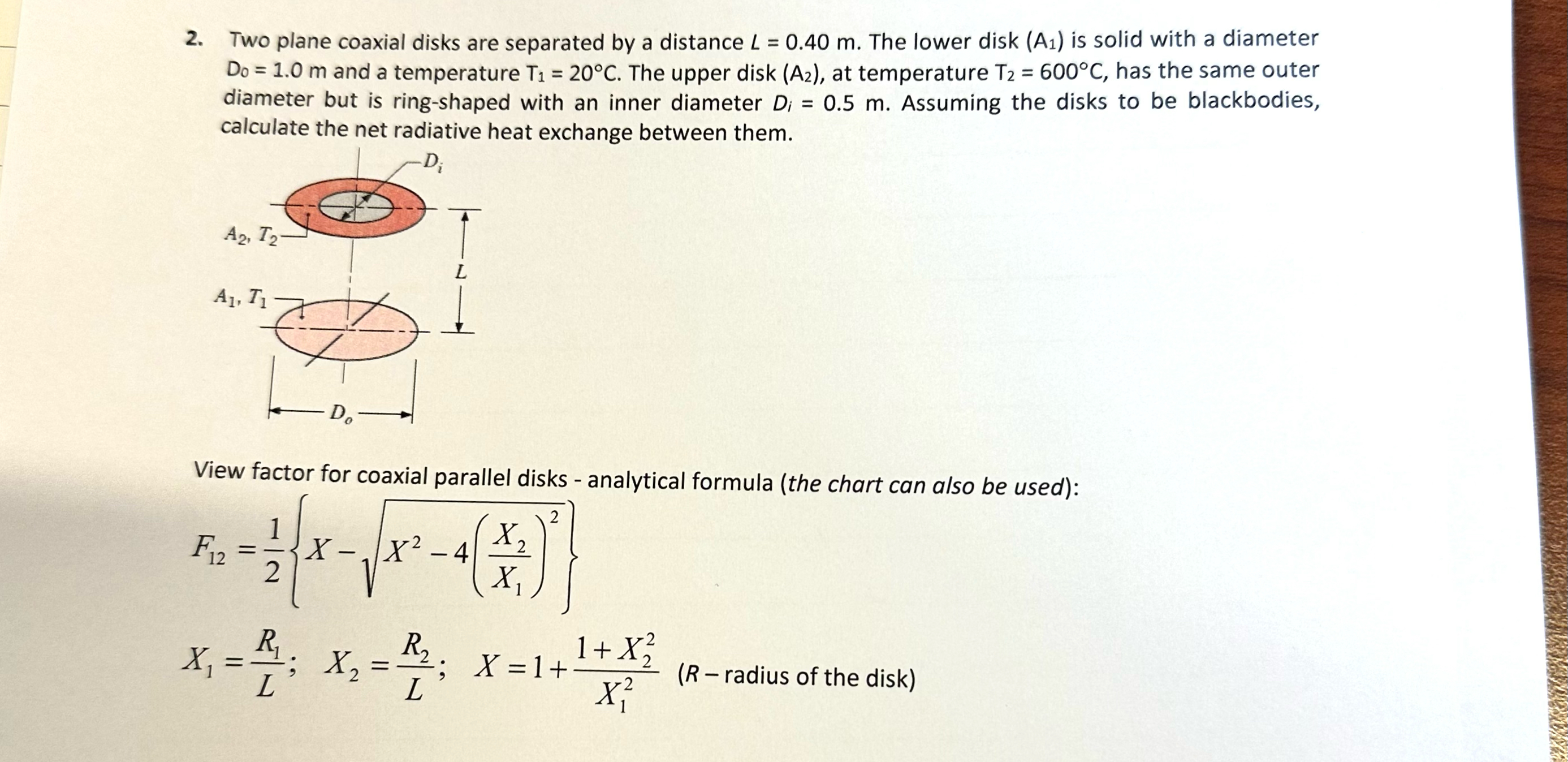 Two plane coaxial disks are separated by a distance | Chegg.com