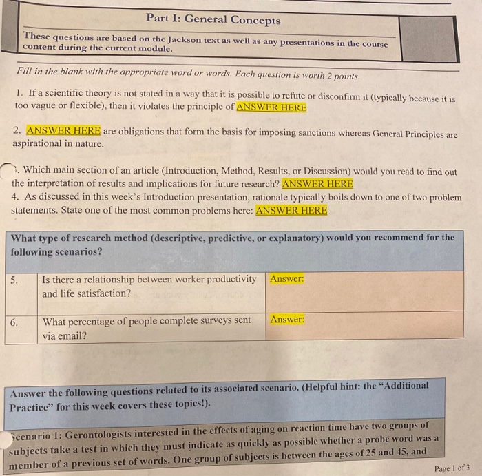 Solved Part I: General Concepts These questions are based on | Chegg.com