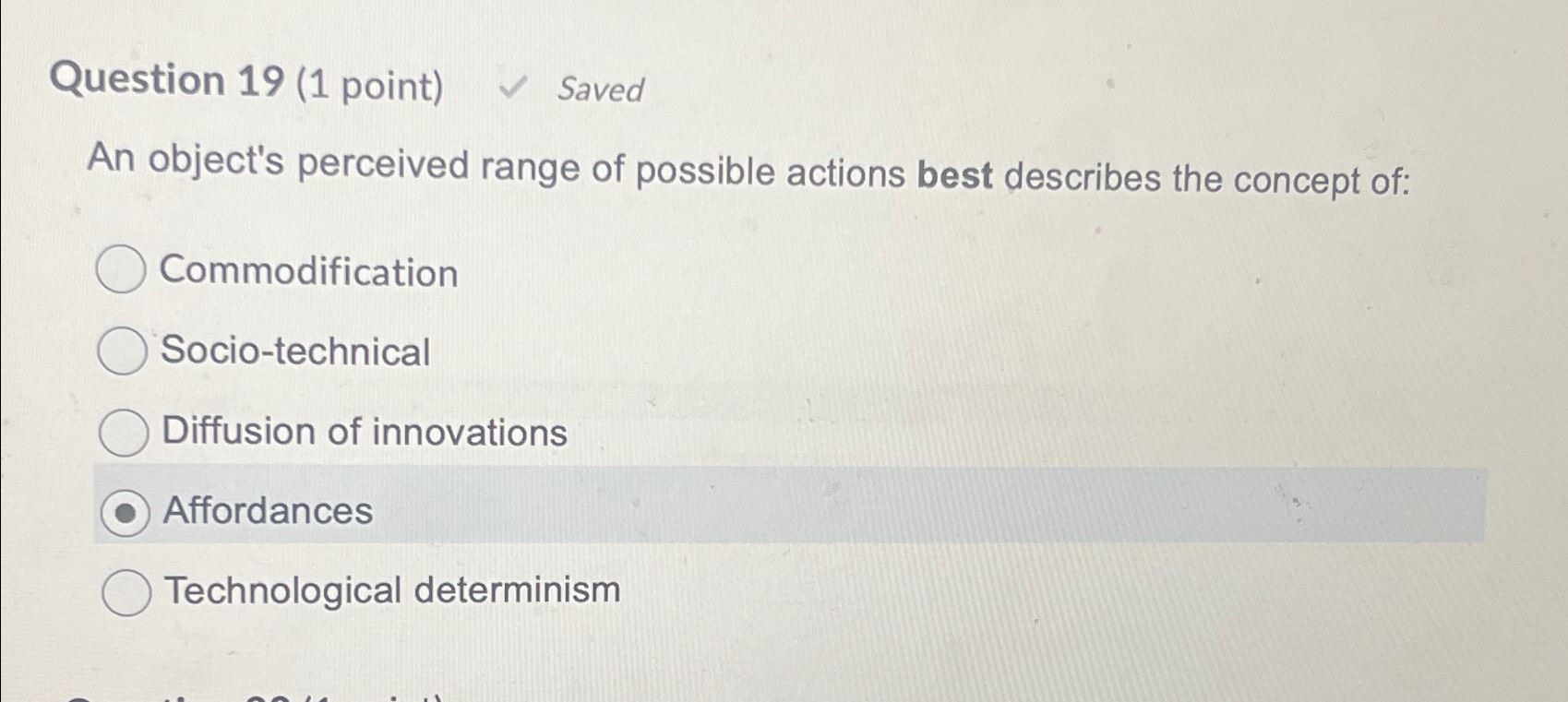 Solved Question 19 (1 ﻿point) ﻿SavedAn object's perceived | Chegg.com