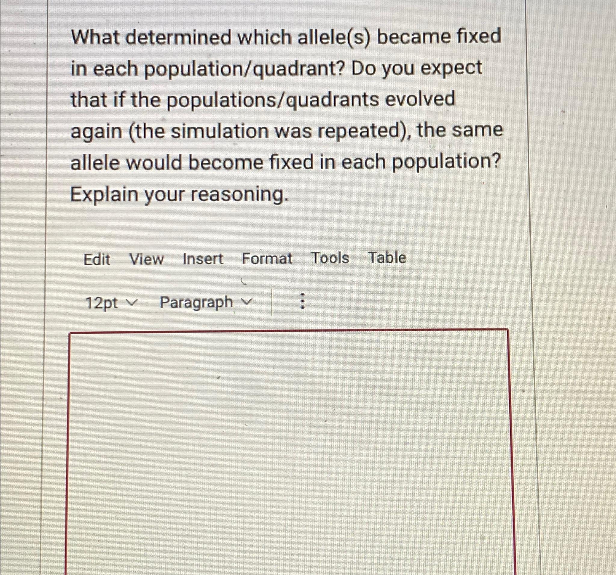 Solved What determined which allele(s) ﻿became fixed in each | Chegg.com