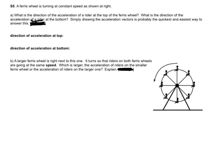 Solved s5. A ferris wheel is tuming at constant speed as | Chegg.com