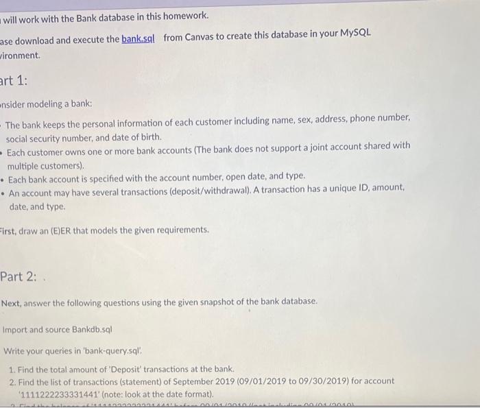 Solved nsider modeling a bank: The bank keeps the personal | Chegg.com