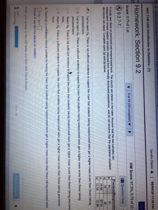 Solved mathxl.com/Student/Player Homework SPX PION Sandra | Chegg.com
